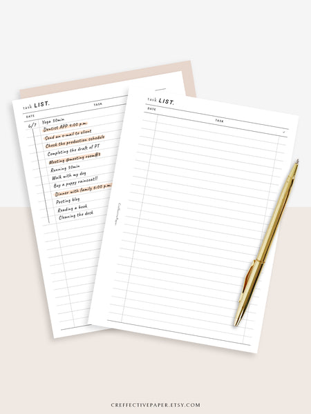 D103 | Daily Task List, To-do Organizer, Checklist – CreffectivePaper