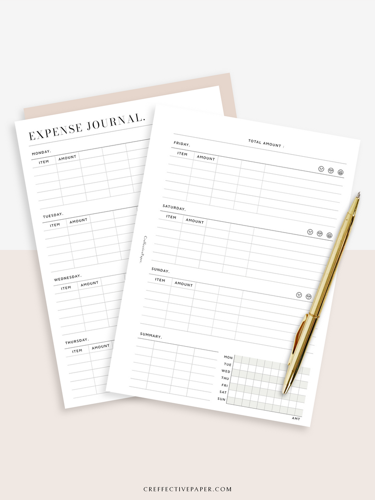 N126 | Expense Journal Pages, Weekly Spending Log, Financial Planner ...