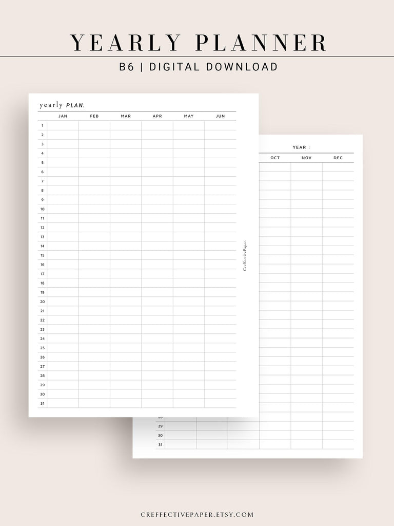 Y101 | 31 Days Yearly Planner Printable – CreffectivePaper