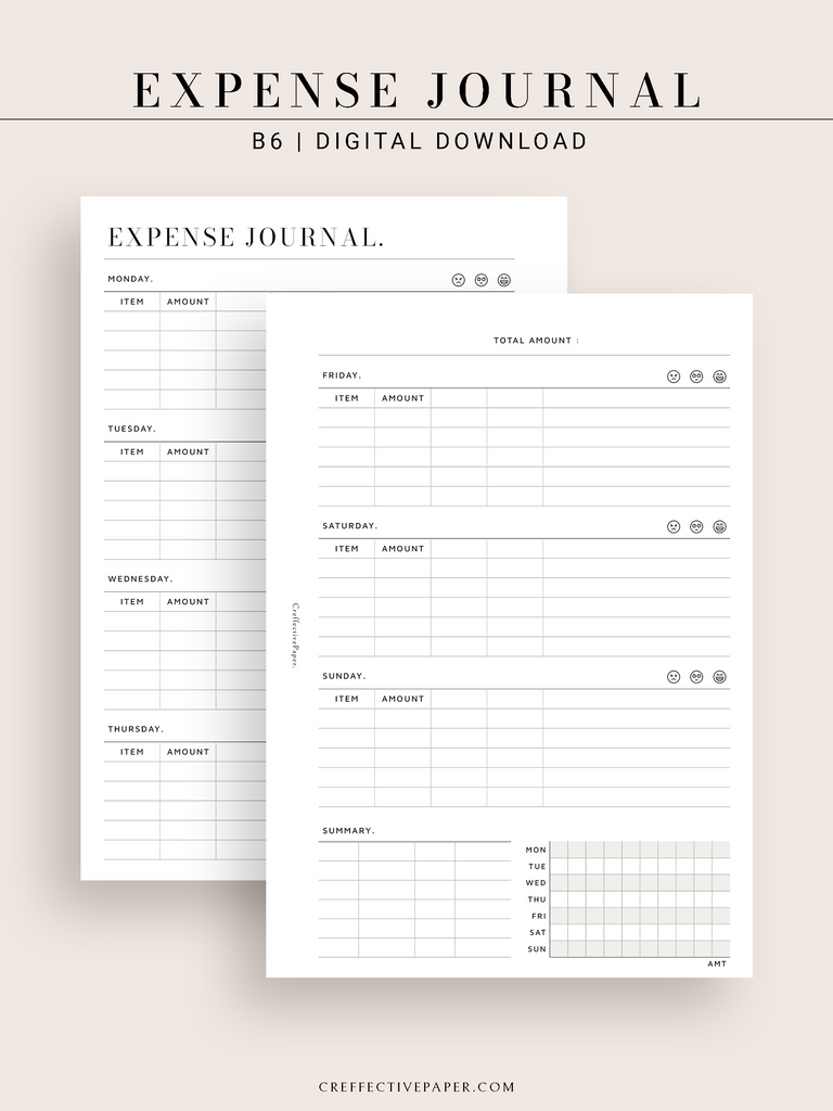 N126 | Expense Journal Pages, Weekly Spending Log, Financial Planner ...