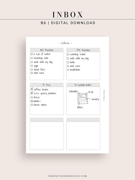 N108 | Inbox for Brain Dump and Functional Planning Pages ...