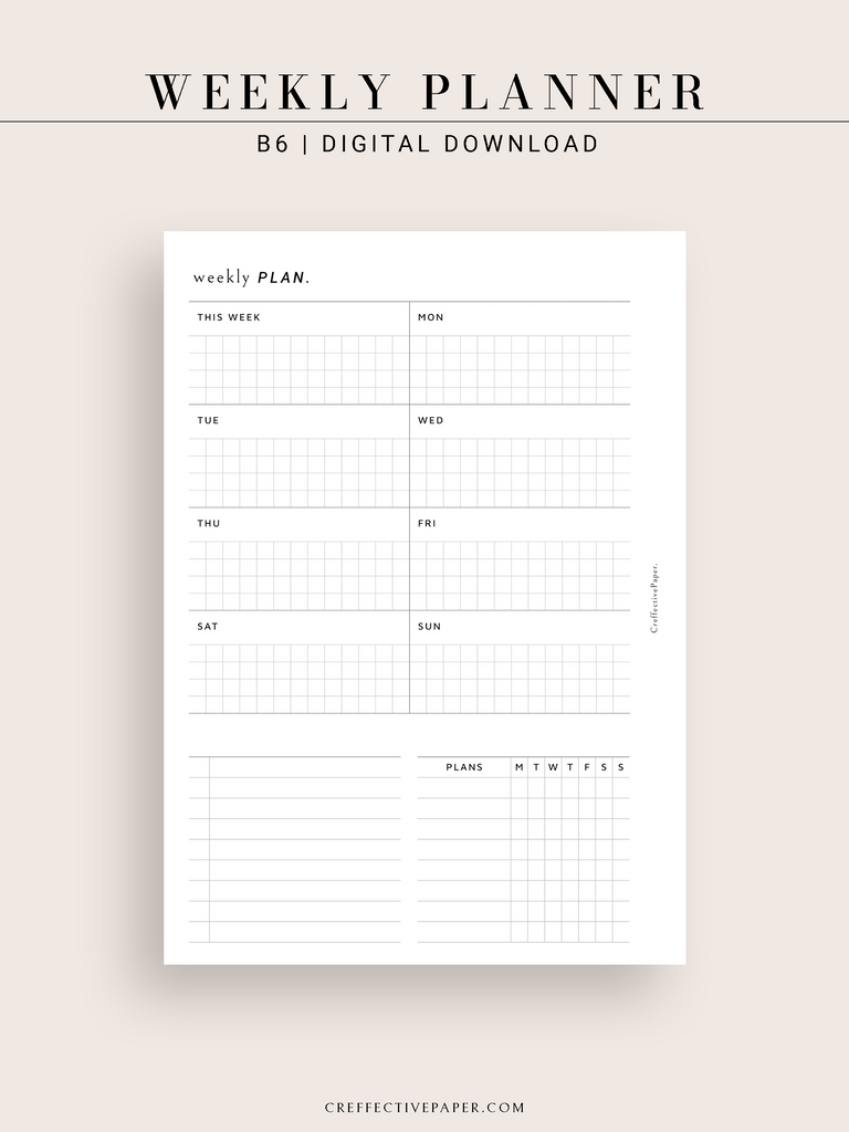 W122 | Weekly Planner, WO1P – CreffectivePaper