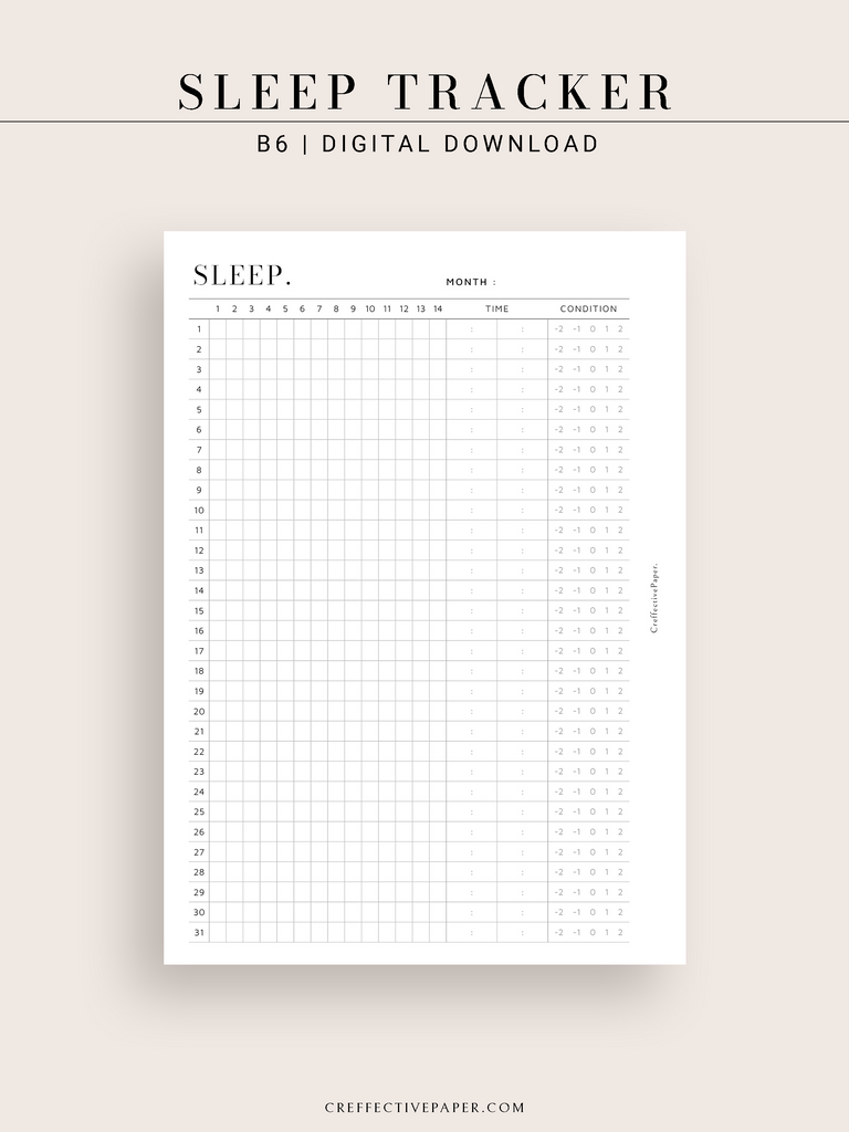 T132 | Monthly Sleep Tracker – CreffectivePaper