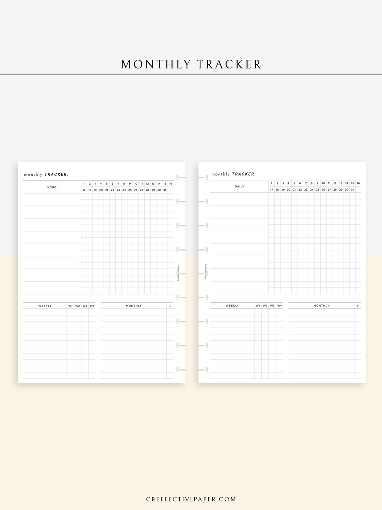 T130 | Monthly, Weekly, Daily Tracker – CreffectivePaper