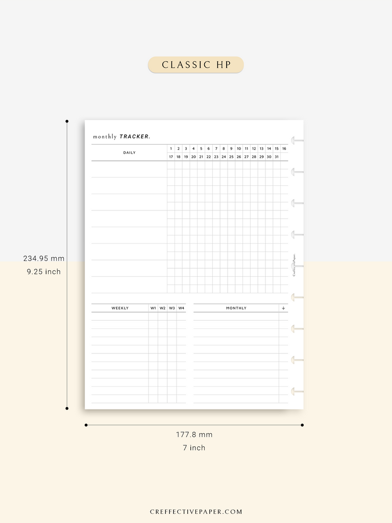 T130 | Monthly, Weekly, Daily Tracker – CreffectivePaper