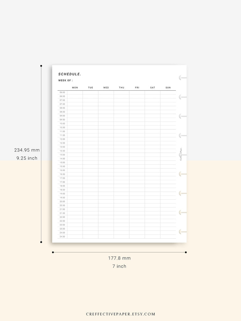 W106 | Weekly Schedule Planner Inserts, Time Table Template Printable ...