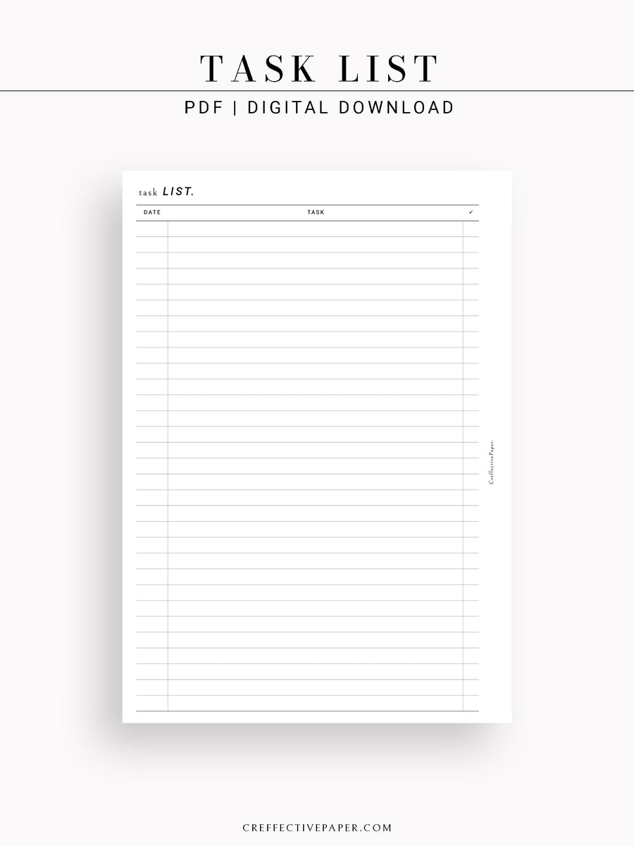 D103 | Daily Task List, To-do Organizer, Checklist – CreffectivePaper