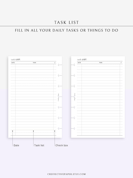 D103 | Daily Task List, To-do Organizer, Checklist – CreffectivePaper