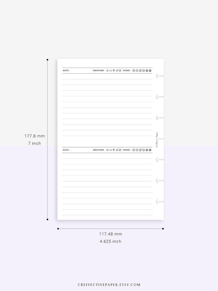 D112_2DO1P | Daily Journal Diary Printable Pages, Line Dot Grid Notes ...