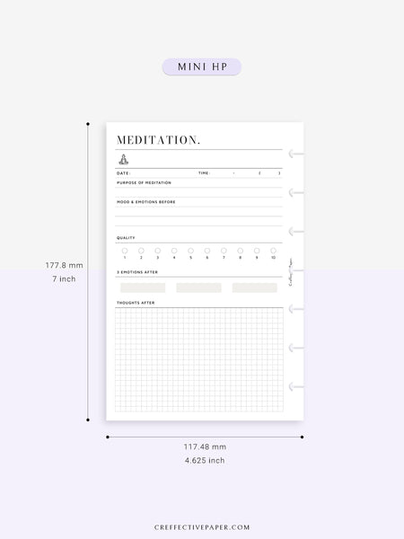 N122-3 | Meditation Log, Yoga Journal Template Printable – CreffectivePaper