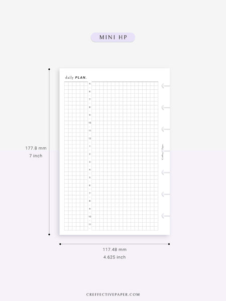D119 | Basic Daily Planner, Grid Lyaout, Day on a Page – CreffectivePaper