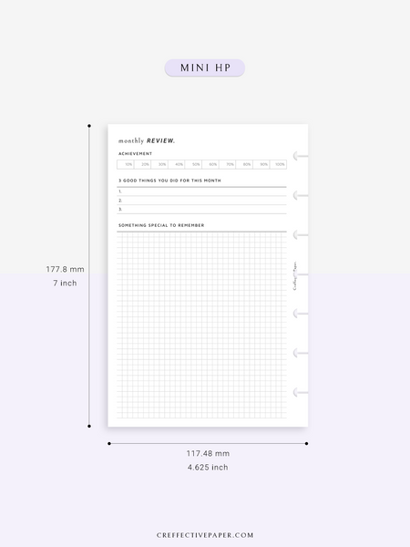 W118 | Monthly+Weekly+Review Total Planner Inserts Template, Monday St ...