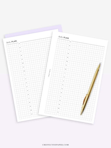 D119 | Basic Daily Planner, Grid Lyaout, Day on a Page – CreffectivePaper
