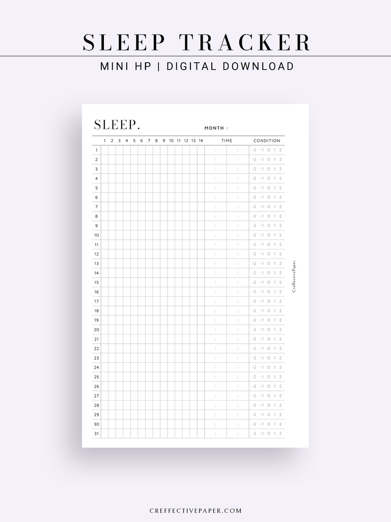 T132 | Monthly Sleep Tracker – CreffectivePaper