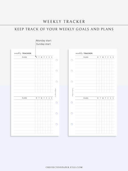 T118 | Weekly Habit and Goal Tracker – CreffectivePaper