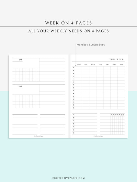 W114 | Week on 4 Pages, Weekly Schedule & Tracker & To-do Planner ...