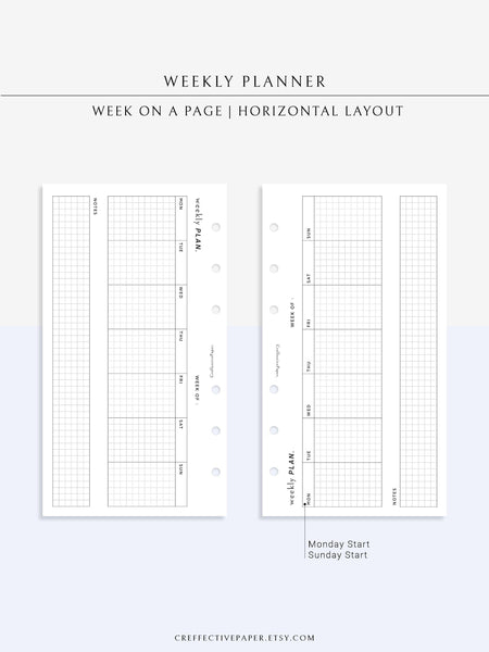 W102_H_2 | Horizontal Weekly Planner Printable – CreffectivePaper