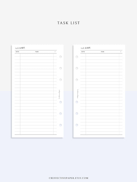 D103 | Daily Task List, To-do Organizer, Checklist – CreffectivePaper