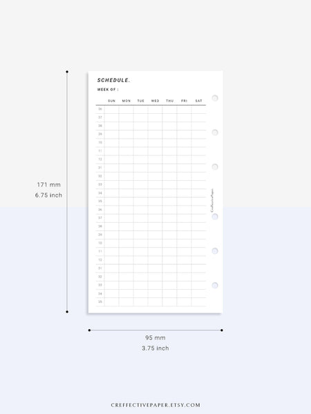 W106 | Weekly Schedule Planner Inserts, Time Table Template Printable ...