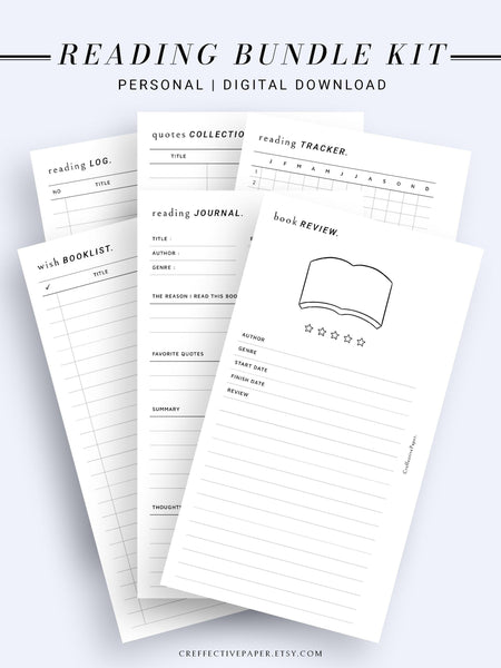 B102 | Book Review & Reading Journal Bundle Printable – CreffectivePaper