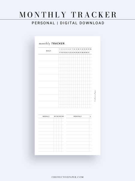 T130 | Monthly, Weekly, Daily Tracker – CreffectivePaper