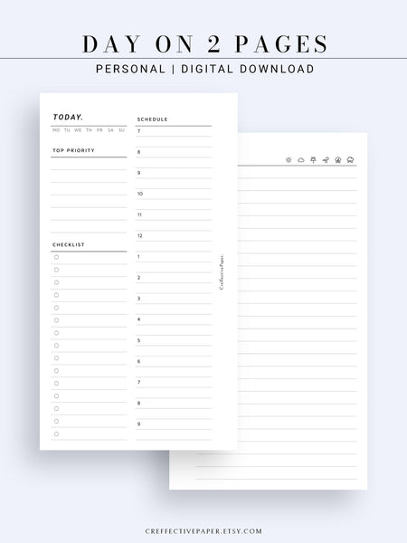 D109 | Daily Schedule Planner & Journal Printable Template, DO2P ...