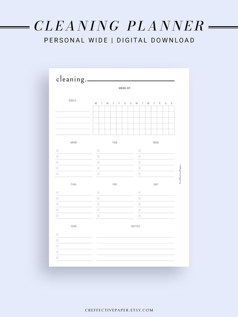 T115 | Cleaning Checklist Tracker Template – CreffectivePaper