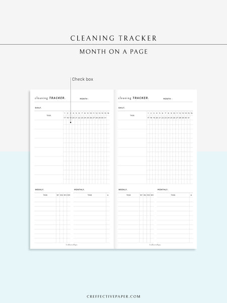 T120 | Monthly+Weekly+Daily Cleaning Tracker, Home Management ...