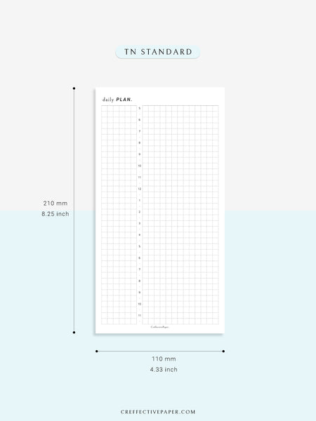 D119 | Basic Daily Planner, Grid Lyaout, Day on a Page – CreffectivePaper