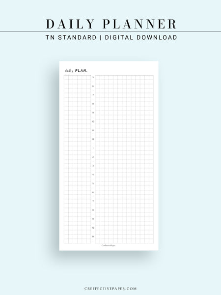 D119 | Basic Daily Planner, Grid Lyaout, Day on a Page – CreffectivePaper