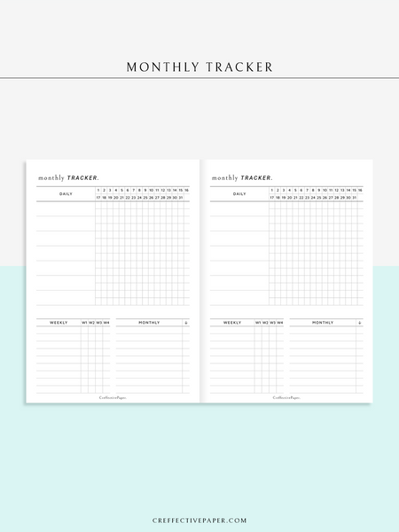 T130 | Monthly, Weekly, Daily Tracker – CreffectivePaper