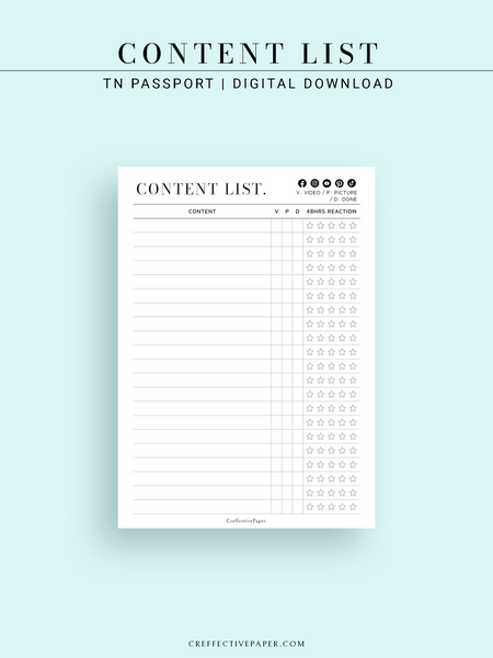 N131-2 | Contents List for Social Media – CreffectivePaper