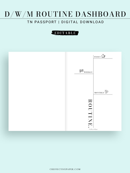 DA122 | Editable Daily & Weekly & Monthly Routine Dashboard ...