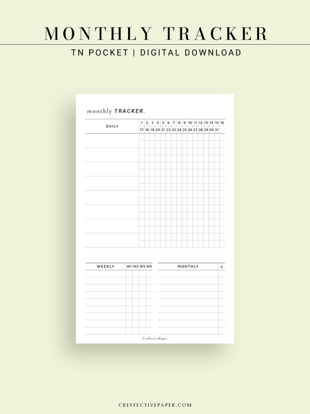 T130 | Monthly, Weekly, Daily Tracker – CreffectivePaper