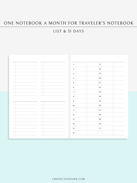 D120 | One Notebook A Month for Traveler's Notebook – CreffectivePaper