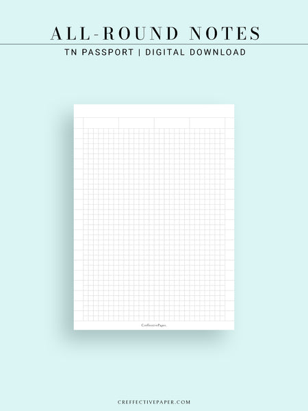 N120 | All-round Grid Notes Template, Printable Bullet Journal Inserts ...