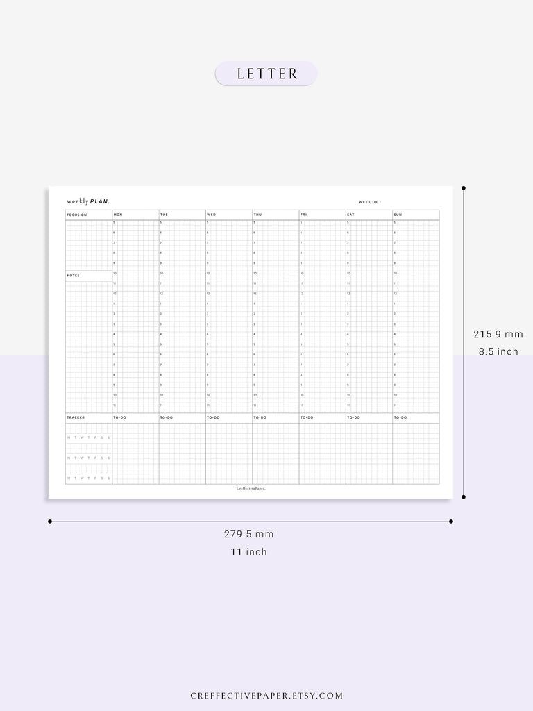 W102_H_1 | Horizontal Weekly Schedule Planner – CreffectivePaper