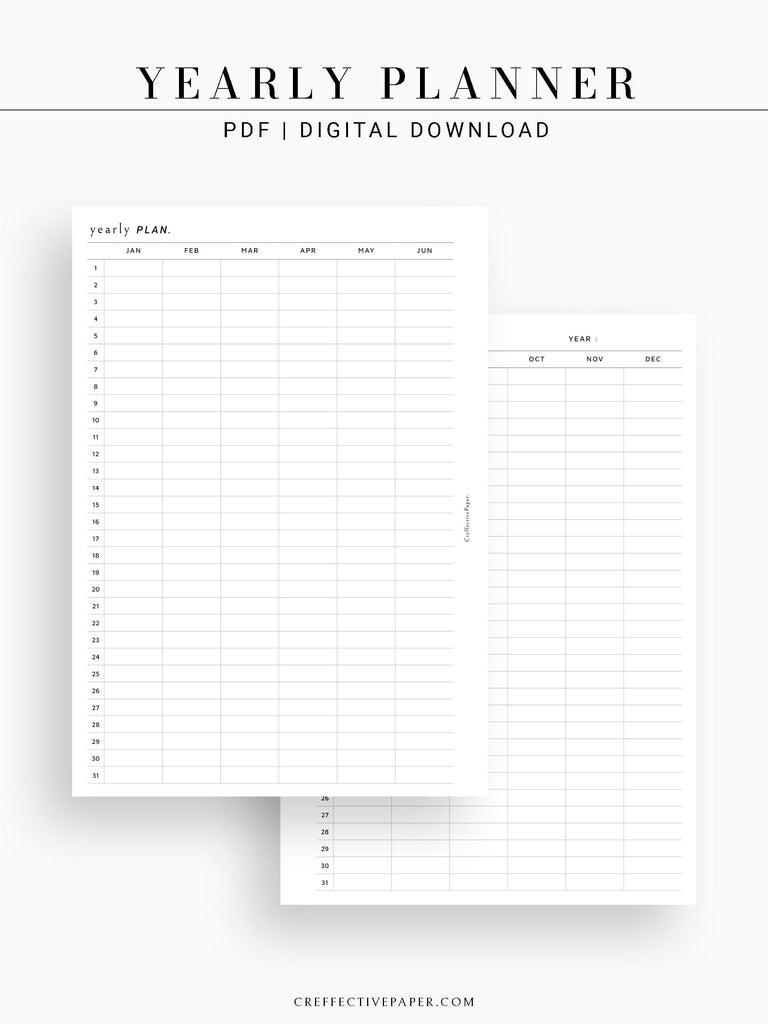 Y101 | 31 Days Yearly Planner Printable – CreffectivePaper