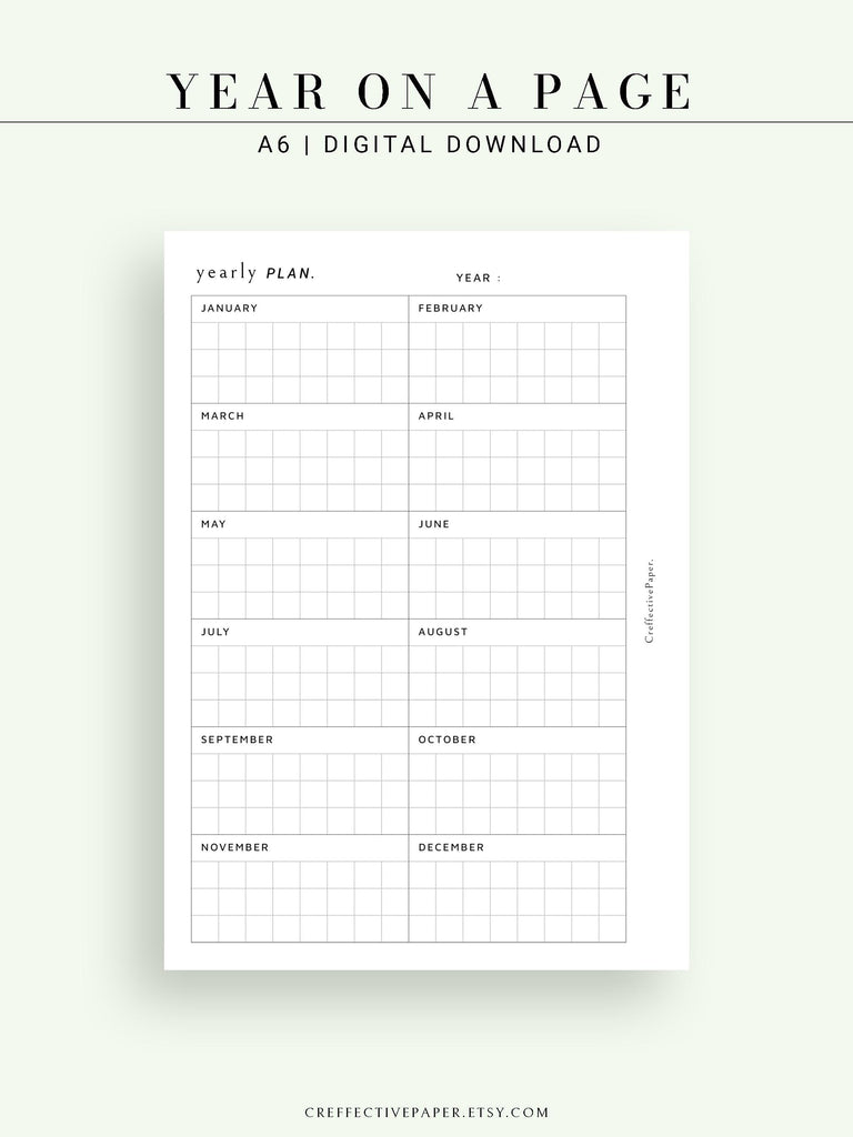 Y106 | Year on a Page, Grid Layout – CreffectivePaper