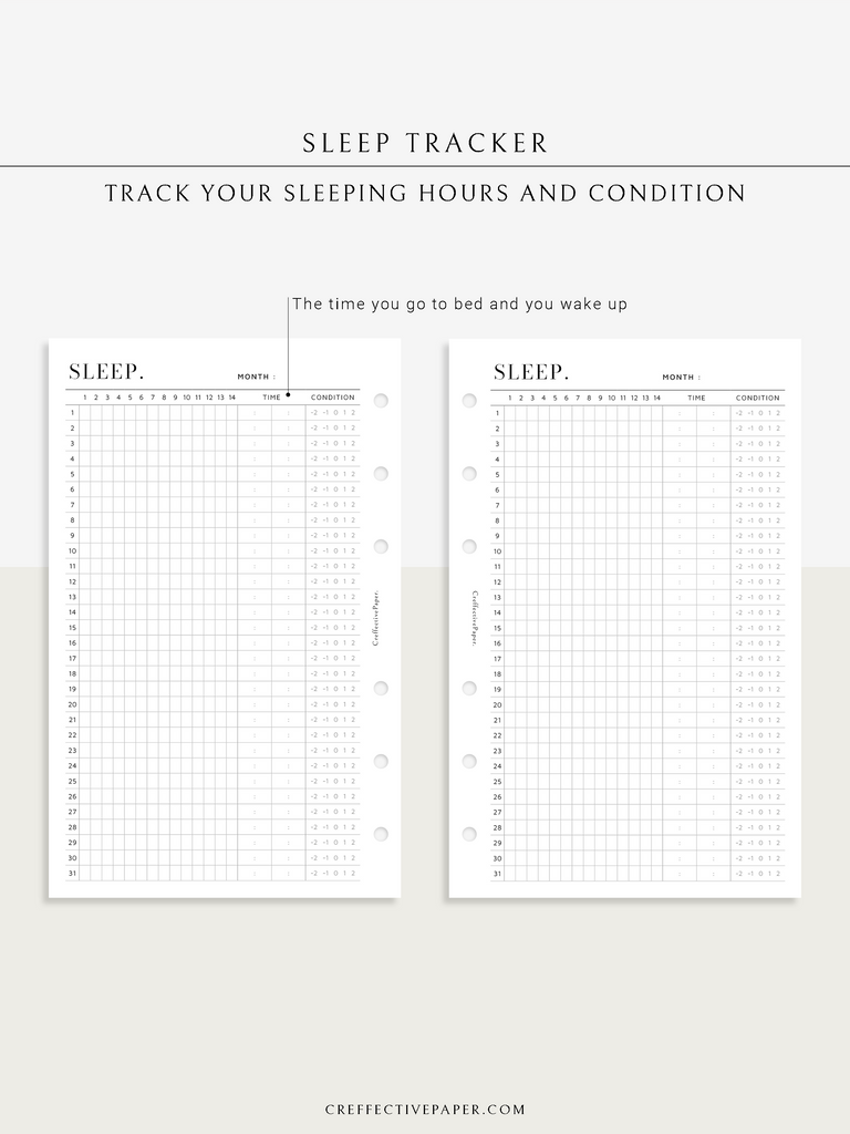 T132 | Monthly Sleep Tracker – CreffectivePaper