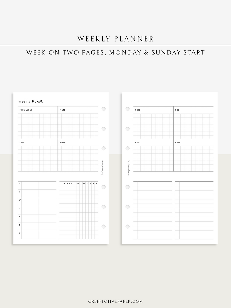 W121 | Weekly Planner, WO2P – CreffectivePaper