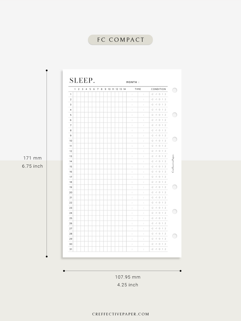 T132 | Monthly Sleep Tracker – CreffectivePaper