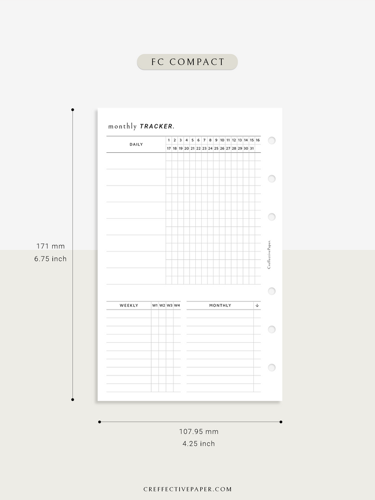 T130 | Monthly, Weekly, Daily Tracker – CreffectivePaper