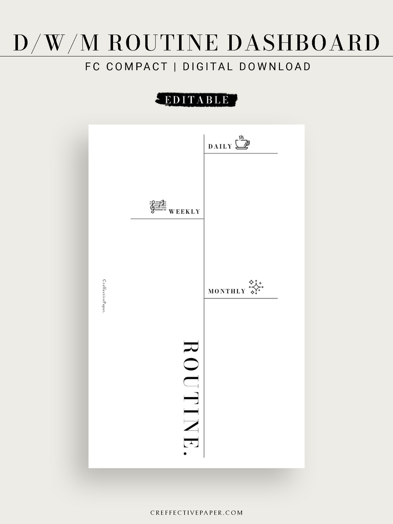 DA122 | Editable Daily & Weekly & Monthly Routine Dashboard ...