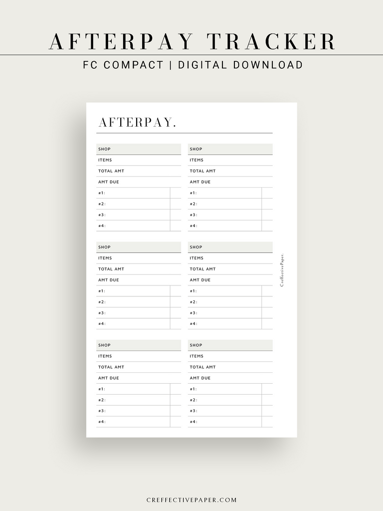 T131 | Afterpay Tracker – CreffectivePaper