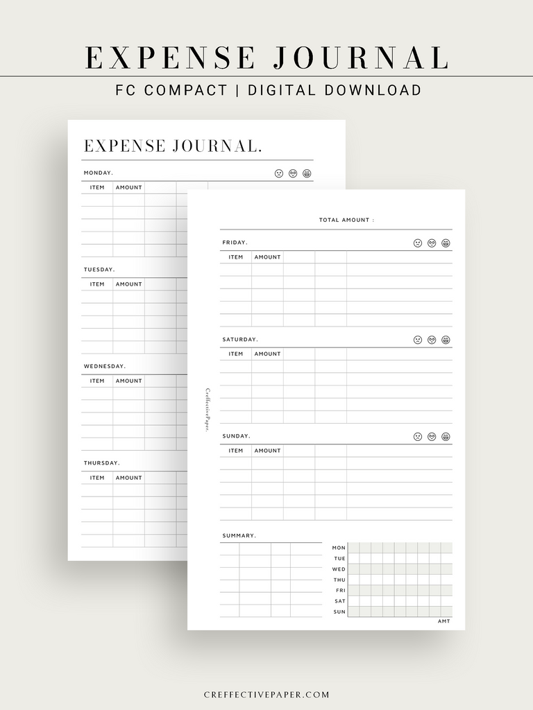 N126 | Expense Journal Pages, Weekly Spending Log, Financial Planner ...