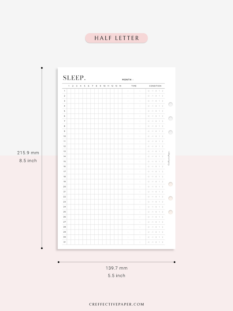 T132 | Monthly Sleep Tracker – CreffectivePaper