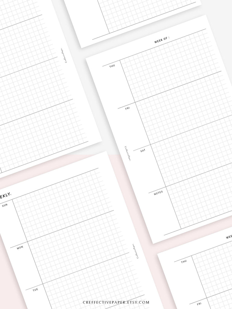 W104 | Week on 2 Pages, Weekly Planner Printable Inserts Template ...