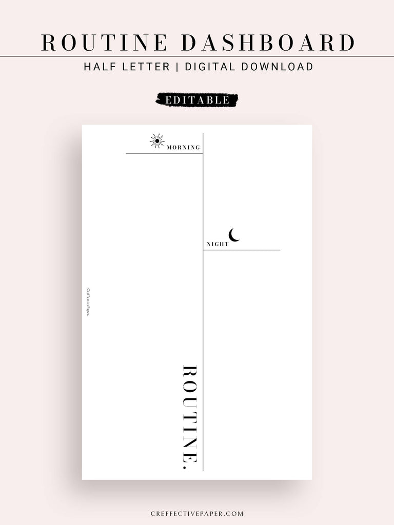 DA107 | Morning & Night Routines Dashboard, Editable PDF – CreffectivePaper