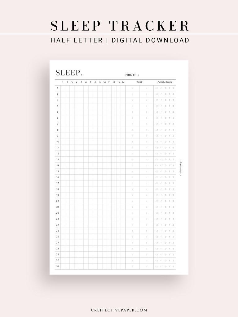T132 | Monthly Sleep Tracker – CreffectivePaper